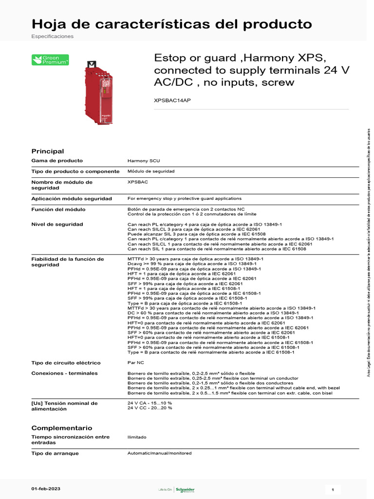 Harmony XPS - XPSBAC14AP | PDF | Relé | Diodo emisor de luz