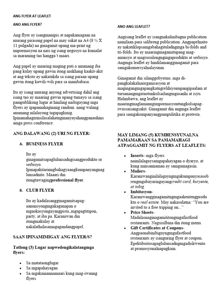 Ang Flyer at Leaflet | PDF