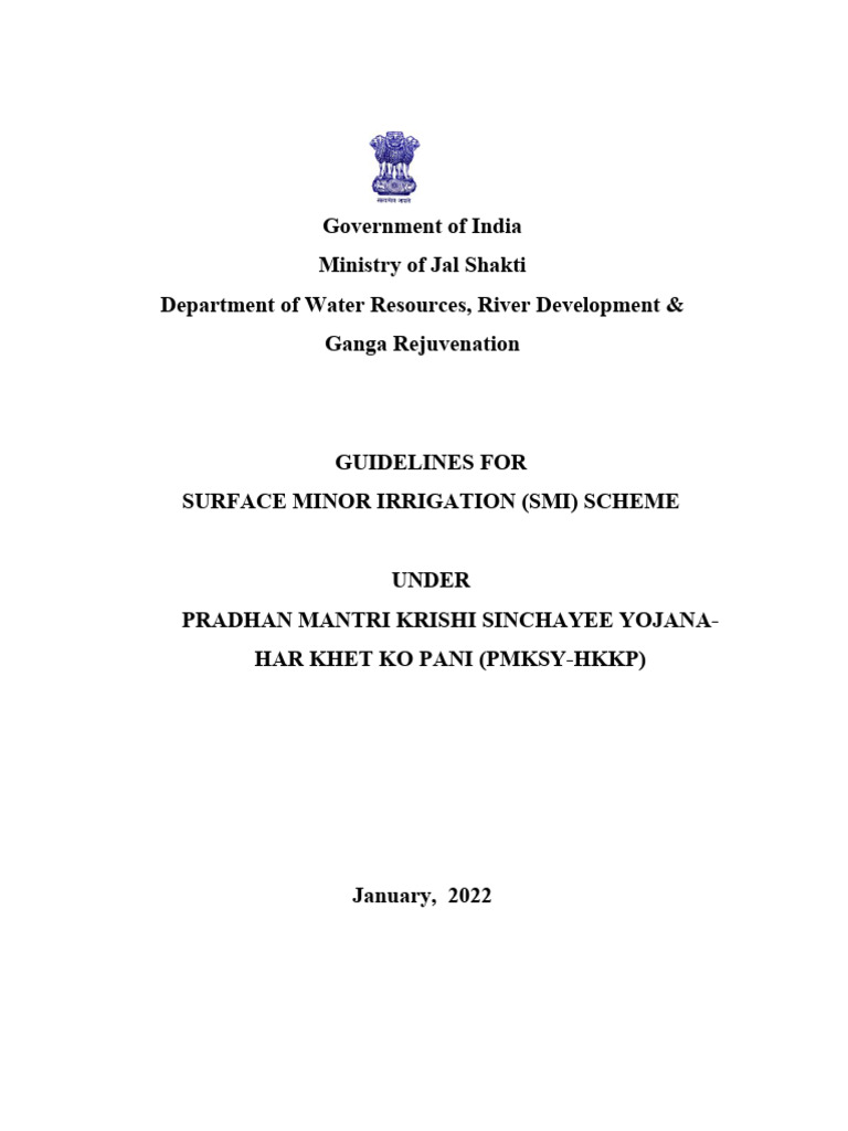 Guidelines For Surface Minor Irrigation Scheme 2022 | PDF | Government ...