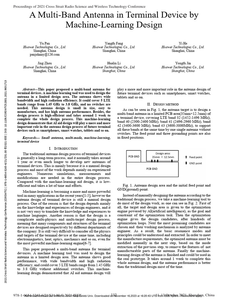 Machine Learning for Multi-Band Antenna Design | PDF | Antenna (Radio ...