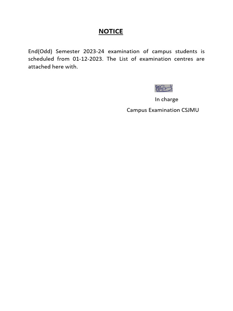 CSJMU 2023-24 Odd Semester Exam Schedule | PDF | Bachelor's Degree | Bachelor Of Arts
