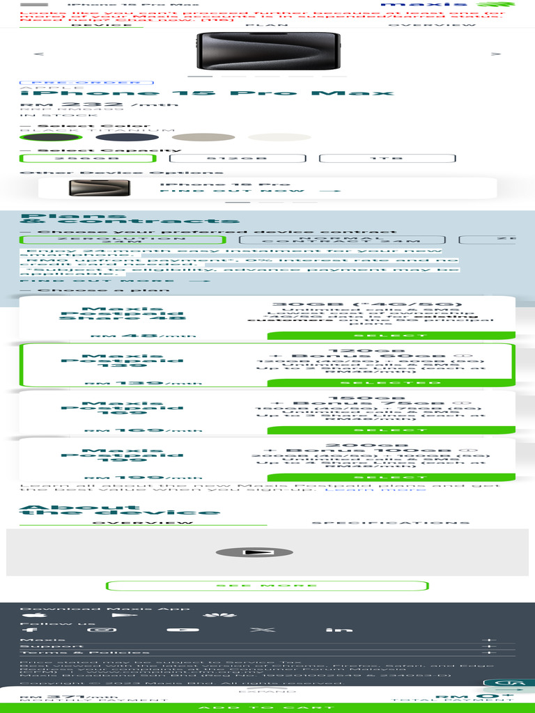 Maxis iPhone 15 Pro Max Plans Malaysia | PDF | I Phone | Apple Inc.