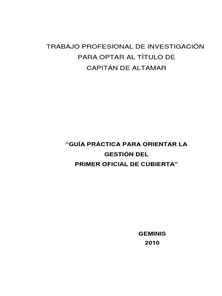 Guía Práctica Para Orientar La Gestión Del Primer Oficial De Cubierta