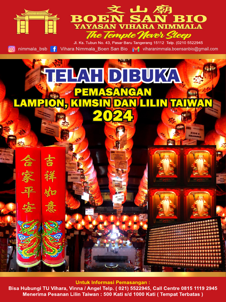 Boen San Bio Telah Di Buka Pemasangan Lampion 2024 | PDF