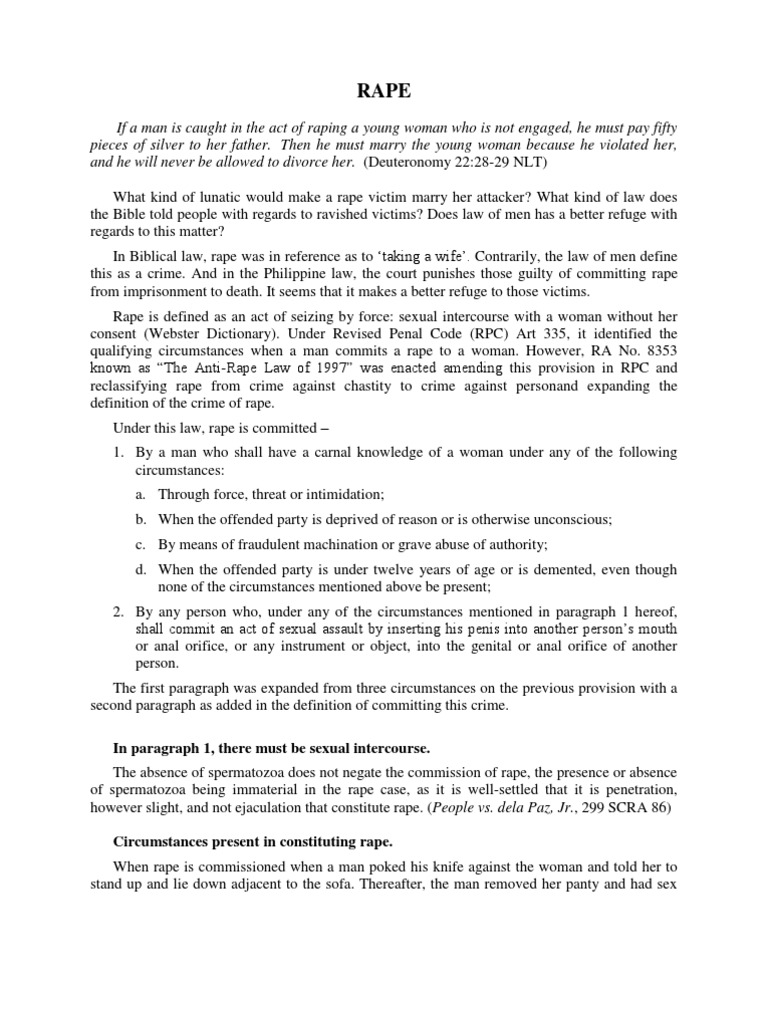 Rape Report | Rape | Victimology