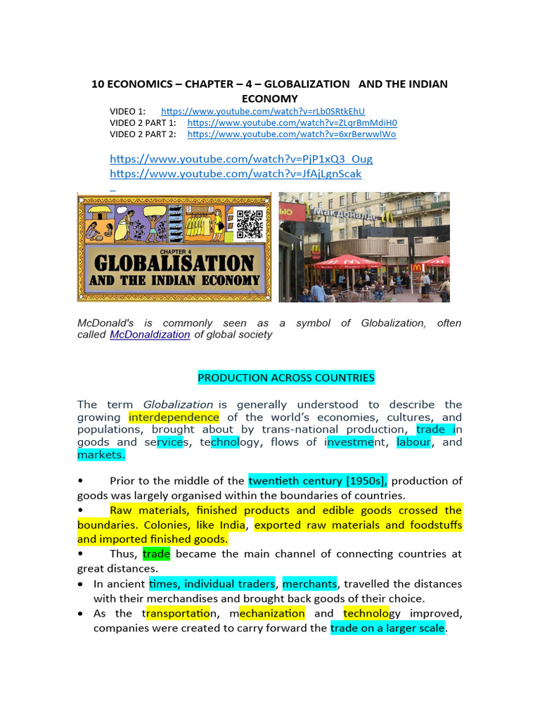10 Economics - Chapter - 4 - Globalization and The Indian Economy ...