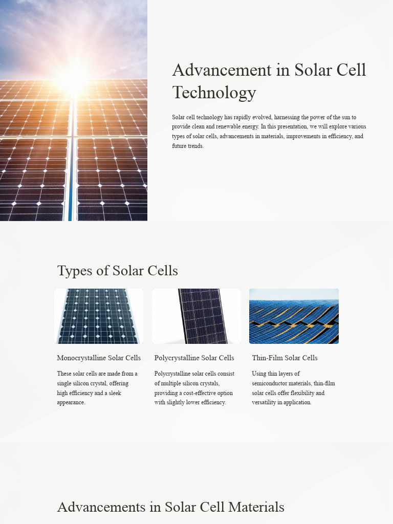 Advancement in Solar Cell Technology | PDF | Solar Cell | Solar Power