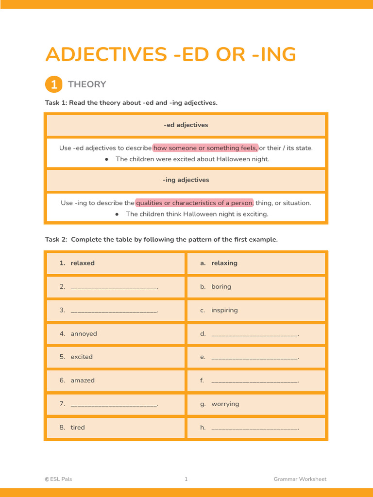 Adjectives With Ed and Ing | PDF