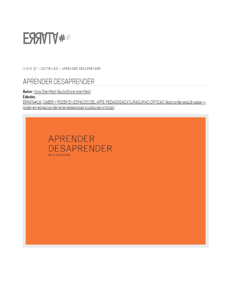 APRENDER DESAPRENDER - NoraSternfeld | PDF | Conocimiento | Bailes
