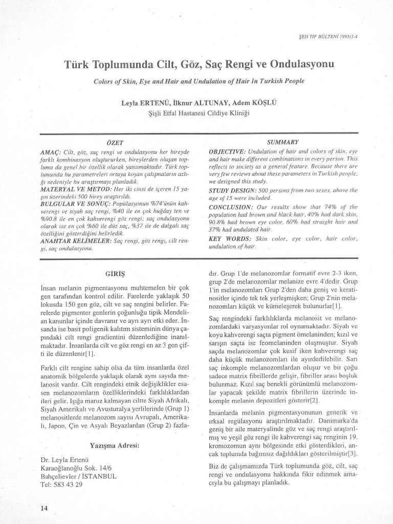Turk Toplumunda Cilt Goz Sac Rengi SETB 29-3-14 19 | PDF