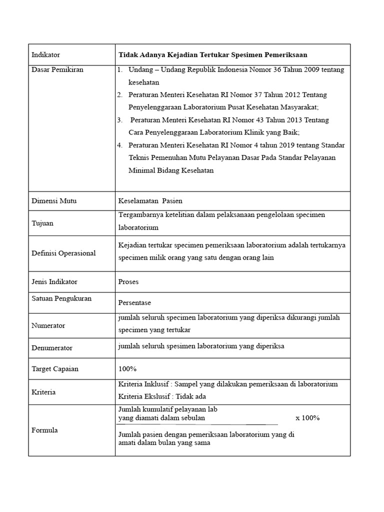 Indikator Keamanan Spesimen Lab | PDF