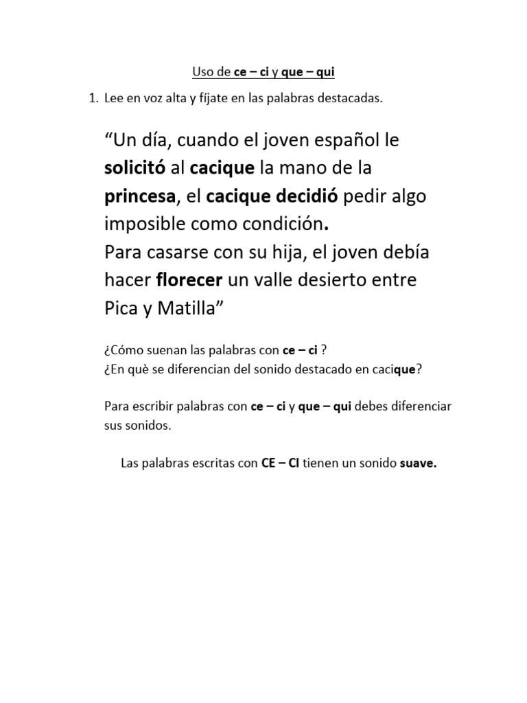 Uso de CE-CI y QUE - QUI | PDF