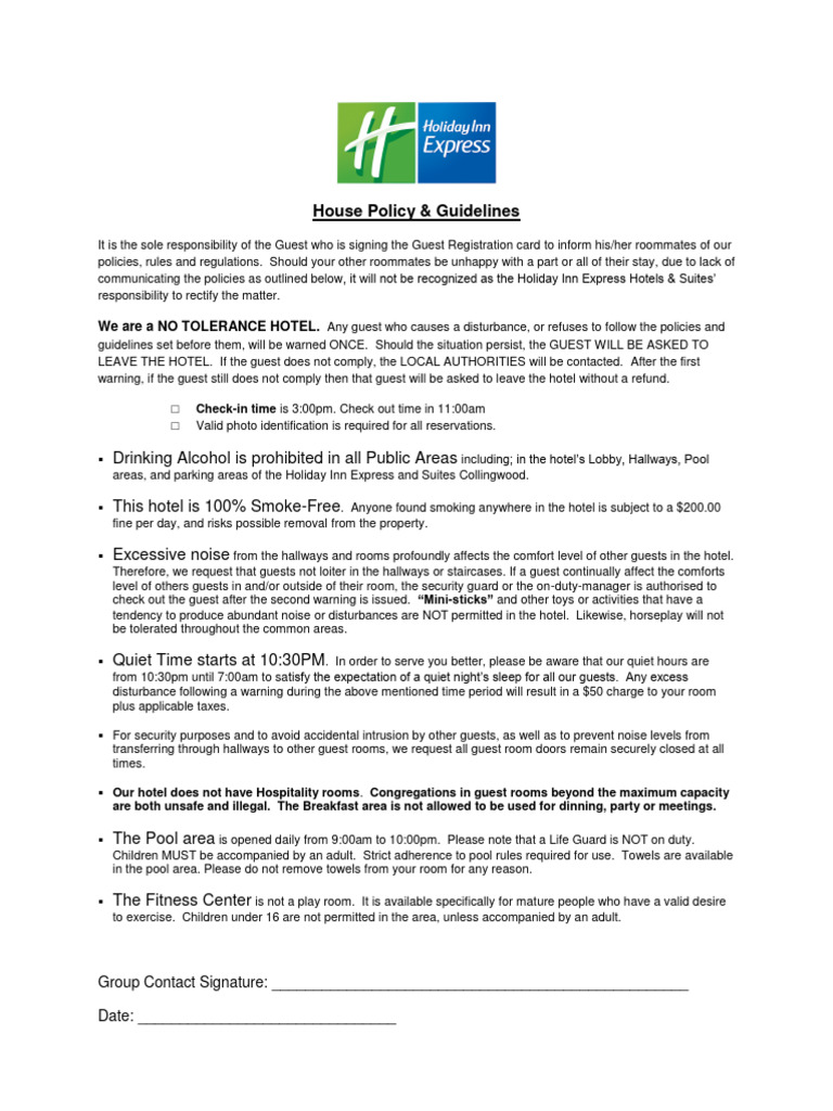 Holiday Inn Express Guest Policies | PDF | Justice | Crime & Violence