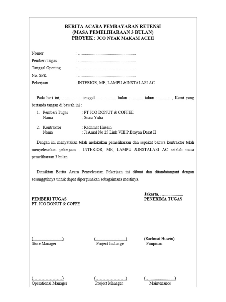 Tagihan Retensi | PDF