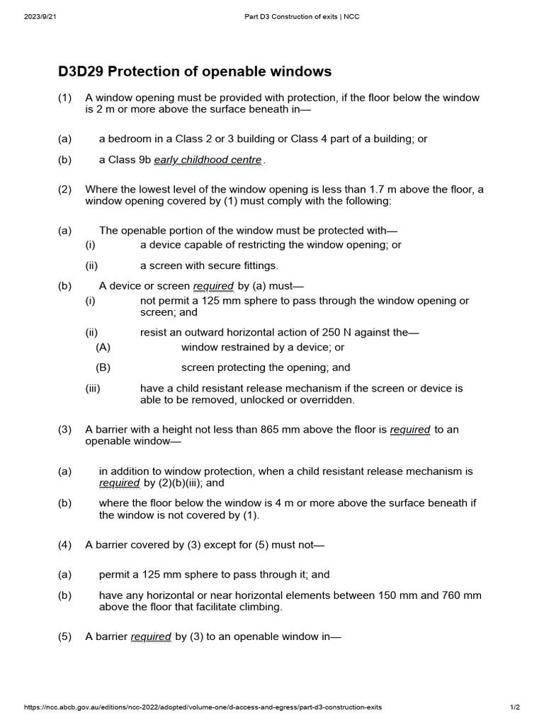 Window Safety Requirements NCC 2022 | PDF | Computers