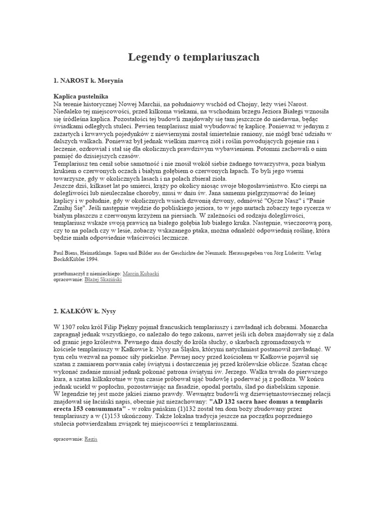 Legendy o Templariuszach | PDF