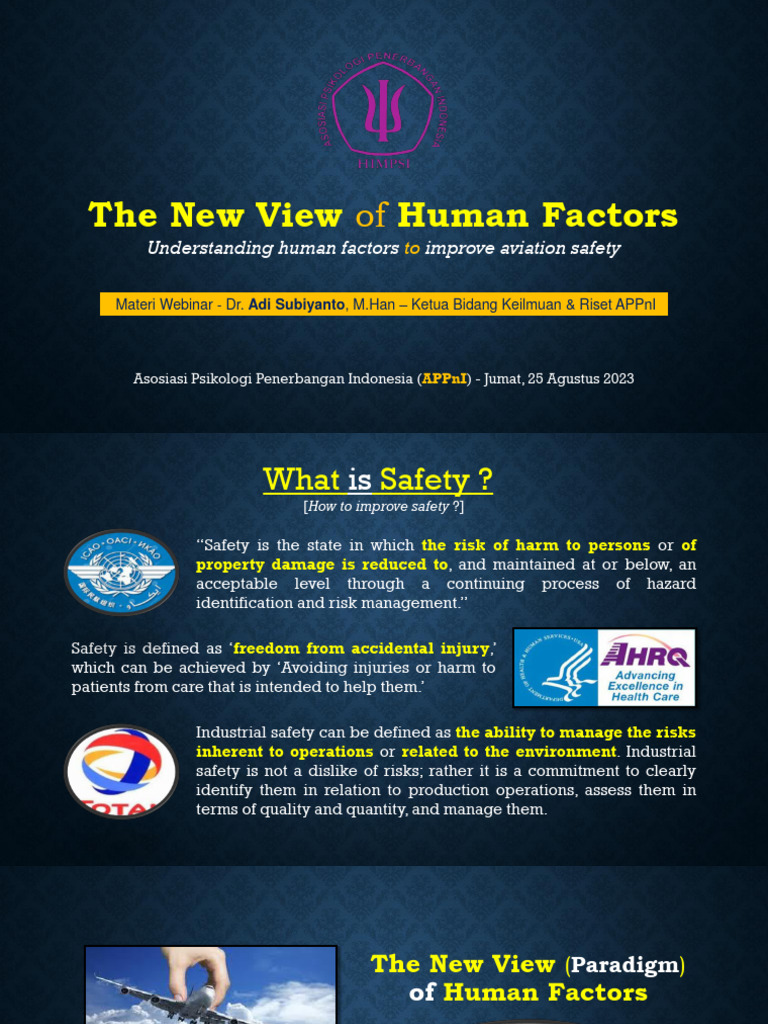 The New View of Human Factors (In Aviation) - Dr. Adi Subiyanto - APPnI ...