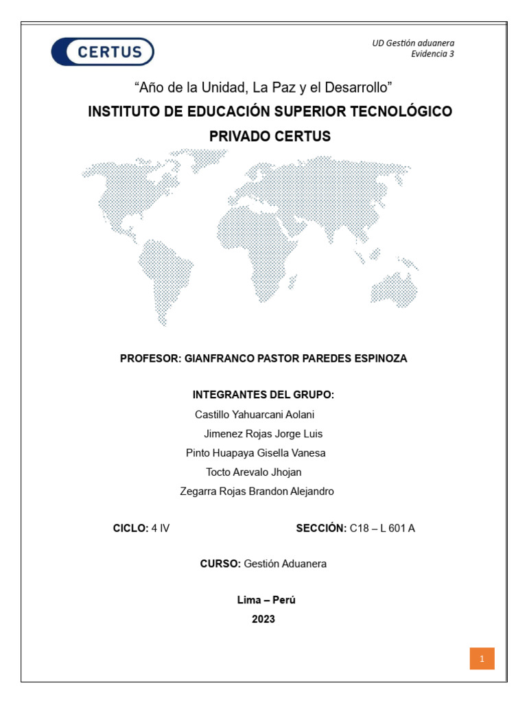 Instituto de Educación Superior Tecnológico Privado Certus: "Año de La ...