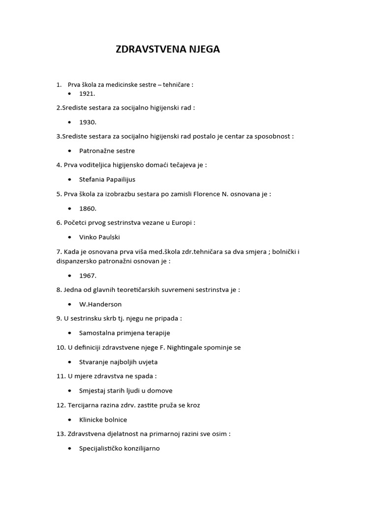 Zdravstvena Njega | PDF