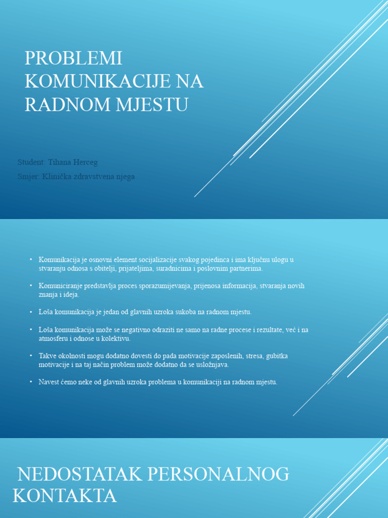 Problemi Komunikacije Na Radnom Mjestu | PDF