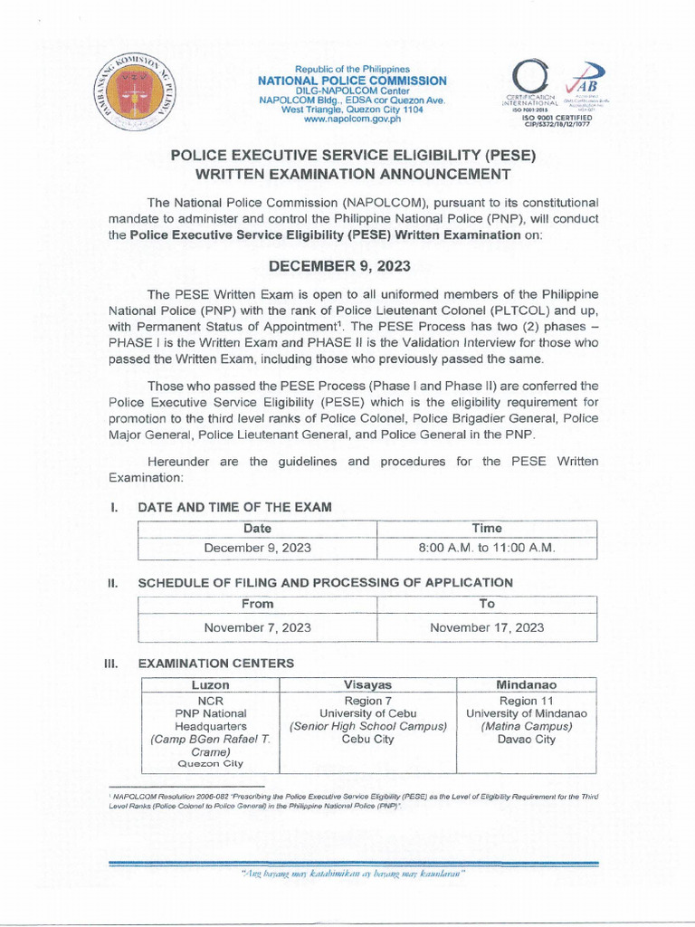 Exam Announcement 1 | PDF