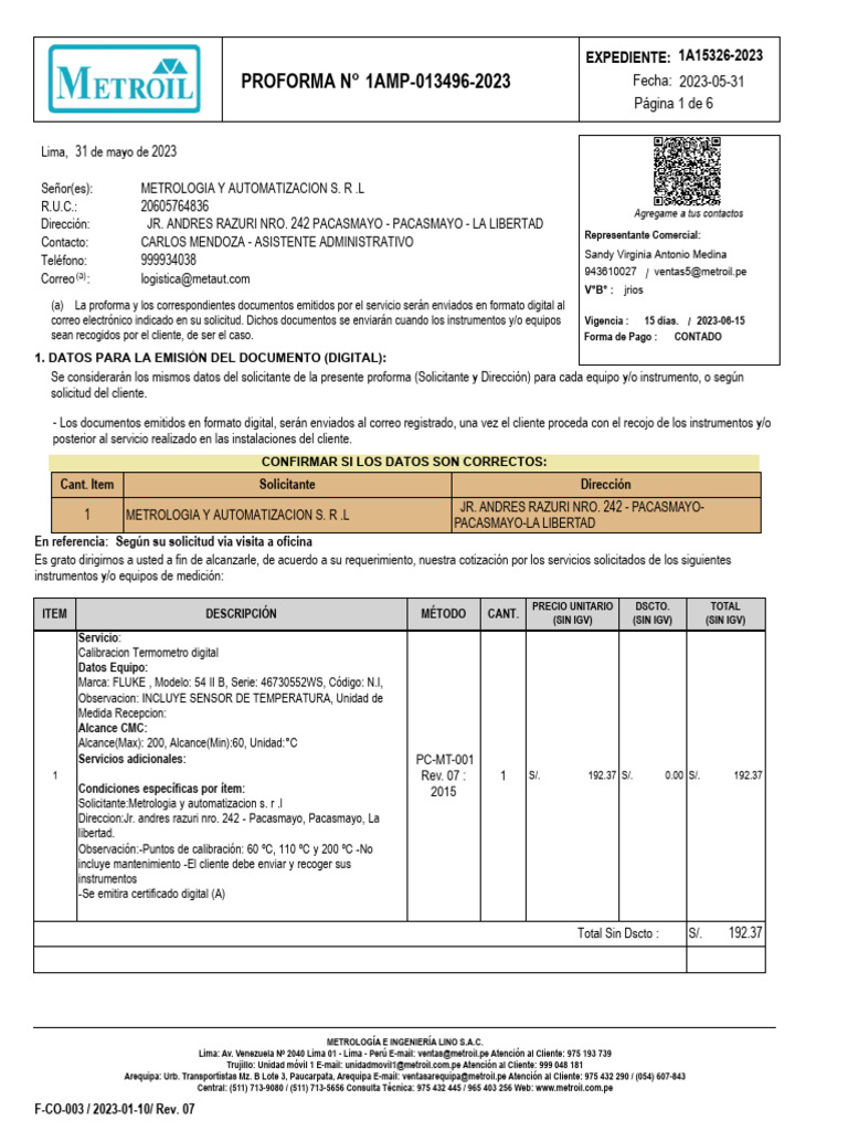 Proforma - 3496 | PDF | Calibración | Science