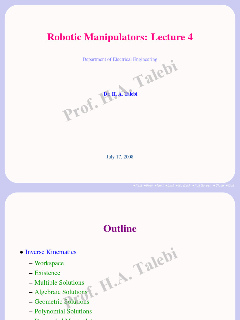 LEC4 Robotics | Download Free PDF | Equations | Mechanics