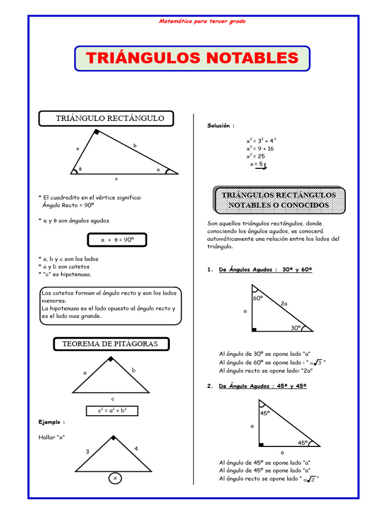 Problemas de Triangulos Notables para Tercero de Secundaria | PDF ...