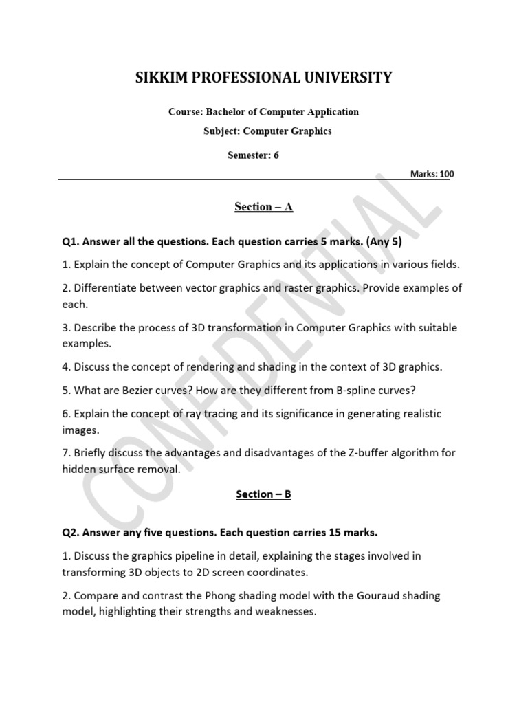 BCA 6TH Sem Computer Graphics | PDF | Computers