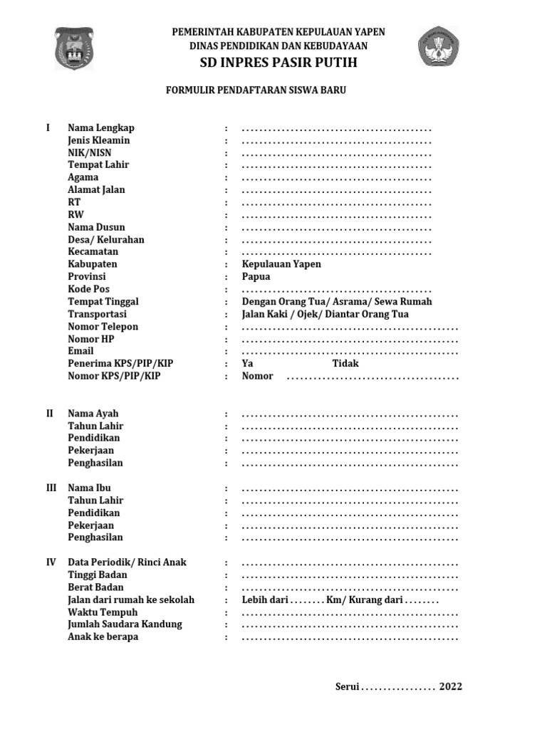 Formulir Peserta Didik Baru | PDF Formulir Peserta Didik Baru | PDF