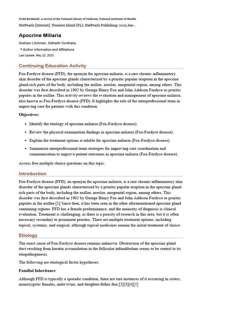 Apocrine Miliaria: Overview and Treatment | PDF | Topical Medication ...