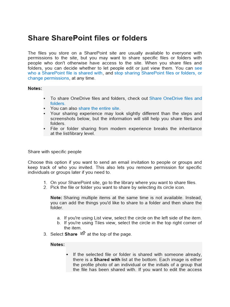 Share SharePoint Files or Folders | PDF | Computer File | Directory (Computing)