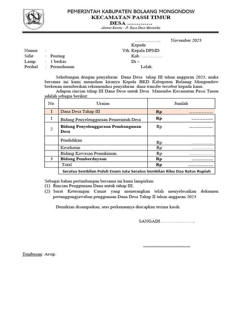 Format Pengajuan Dan RPD | PDF