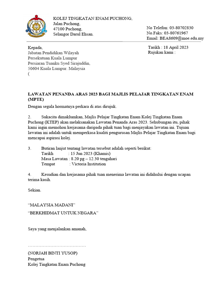 Surat PROGRAM Penanda Aras | PDF