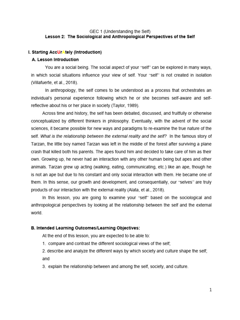 Gec 1 Lesson 2 For Lms Uploading | PDF | Self Concept | Cyberspace