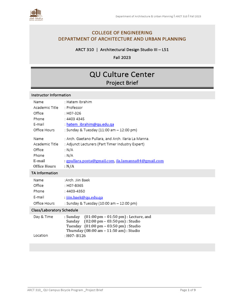 ARCT 310 - F23 - Project II Brief | PDF | Design | Energy Conservation