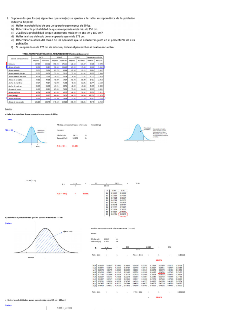 Ejercicios Antropometría Pdf Antropometría Cuerpo Humano