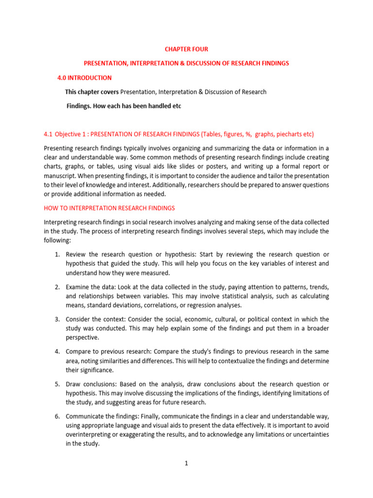 Chapter Four Presentation, Interpretation & Discussion | PDF | Statistics | Data
