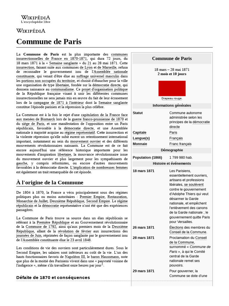 La Commune de Paris : Histoire et Impact | PDF | Troisième République ...