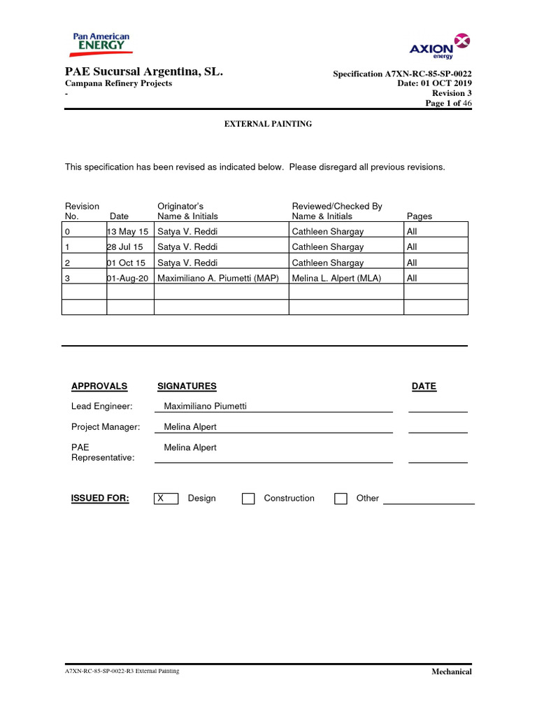 External Painting Specification A7XN-RC-85 | PDF | Pipe (Fluid ...