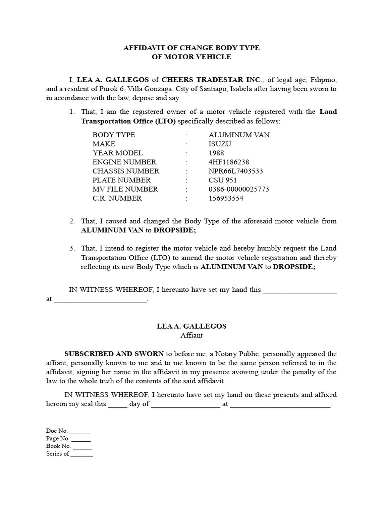 Example Affidavit | PDF | Law | Home & Garden