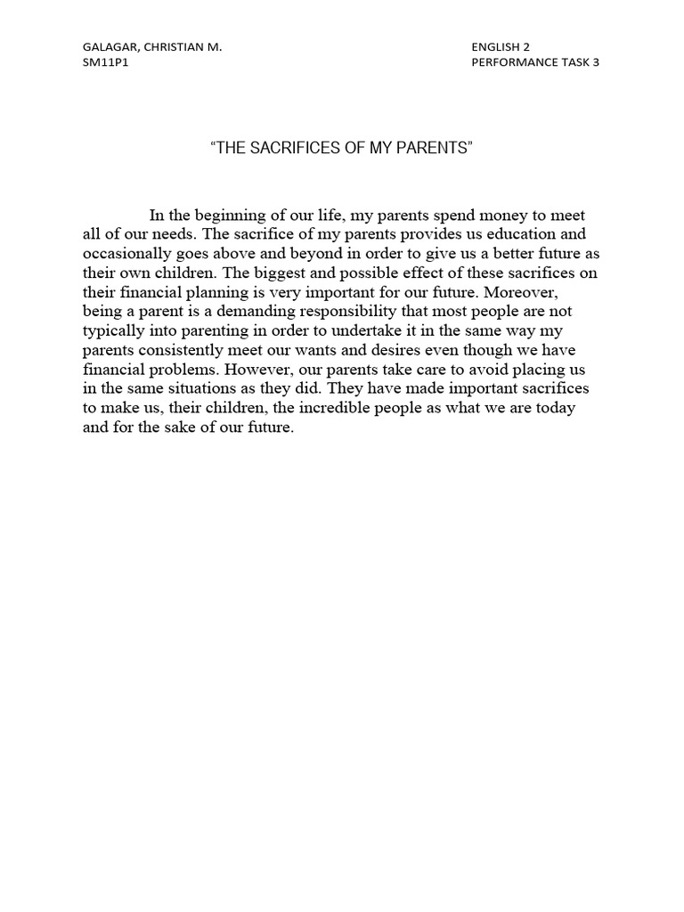 The Sacrifices of My Parents | PDF | Wellness
