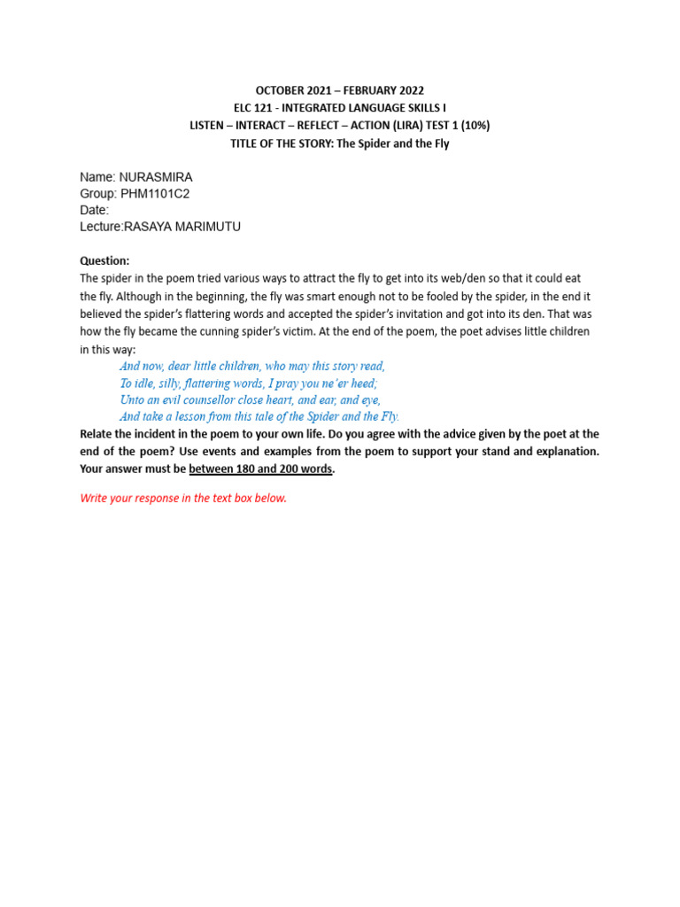 Lira 1 - Answer Sheet | PDF