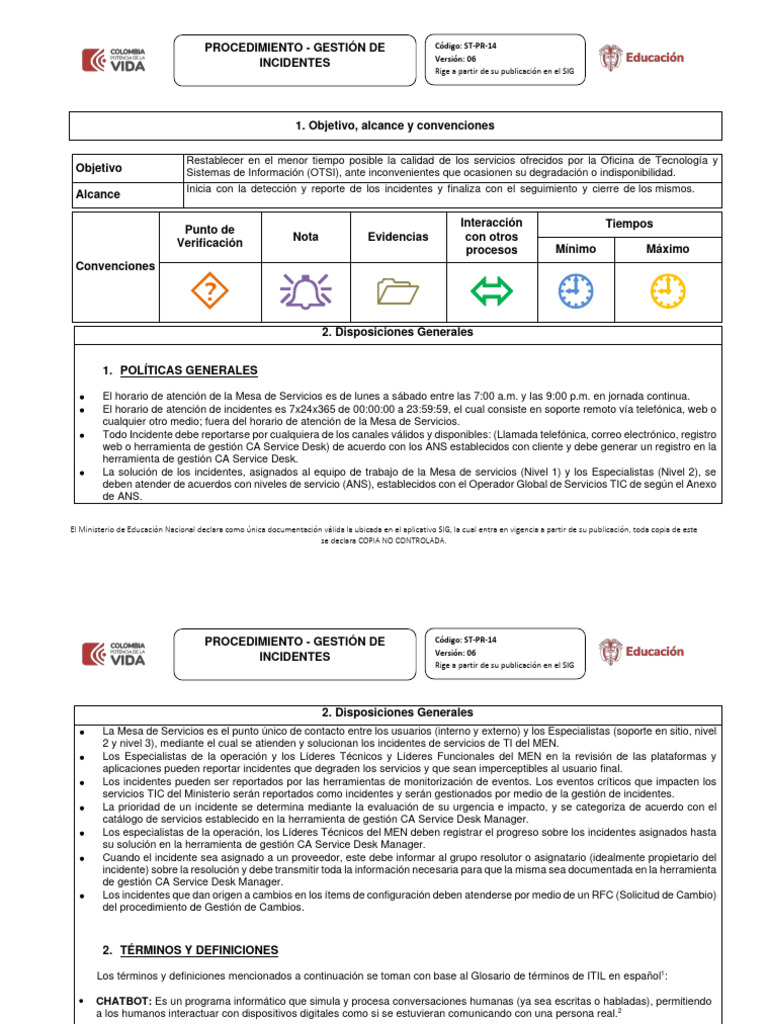 ST-PR-14 V6 Copia Controlada | PDF | Mesa de ayuda | Itil
