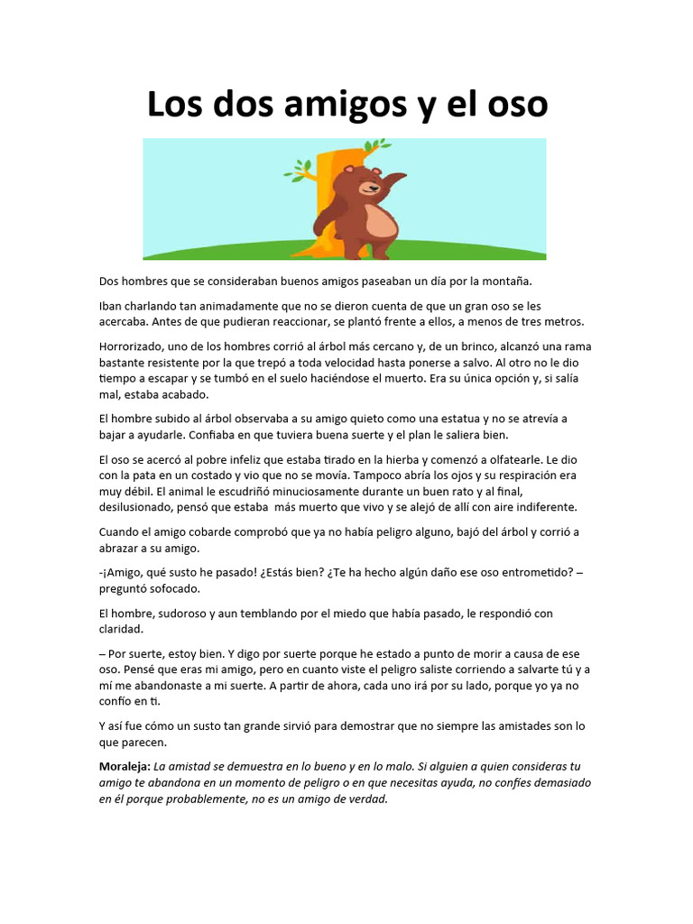 Los Dos Amigos y El Oso | PDF