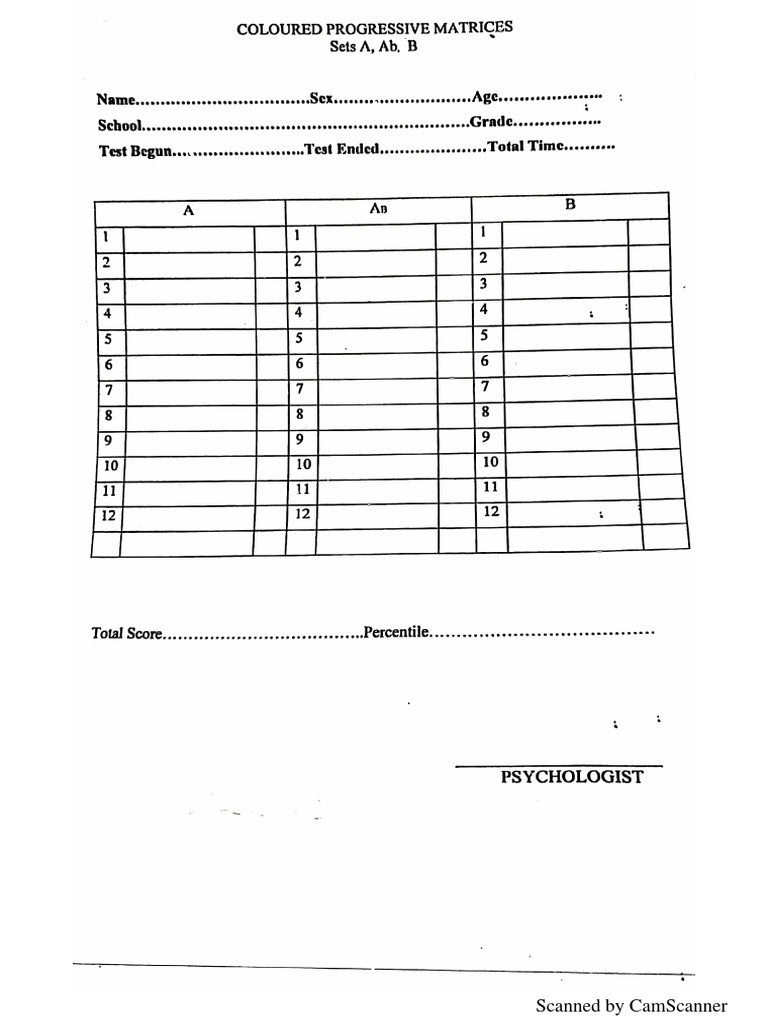 CPM Scoring Sheet | PDF