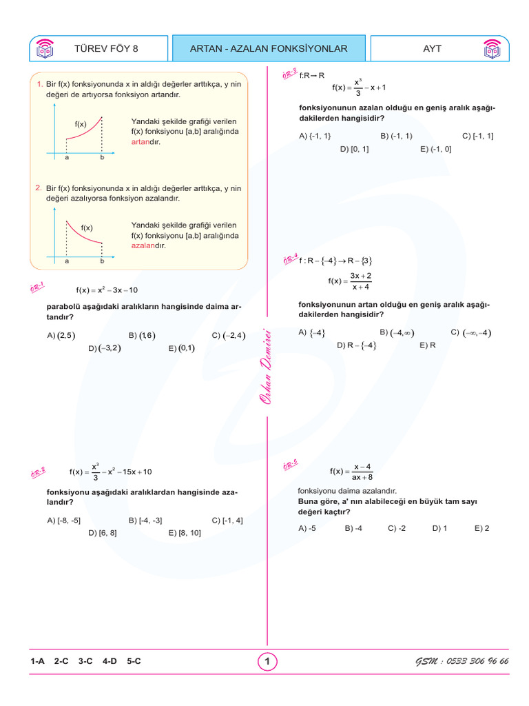 08 Artan Azalan Fonksiyonlar | PDF