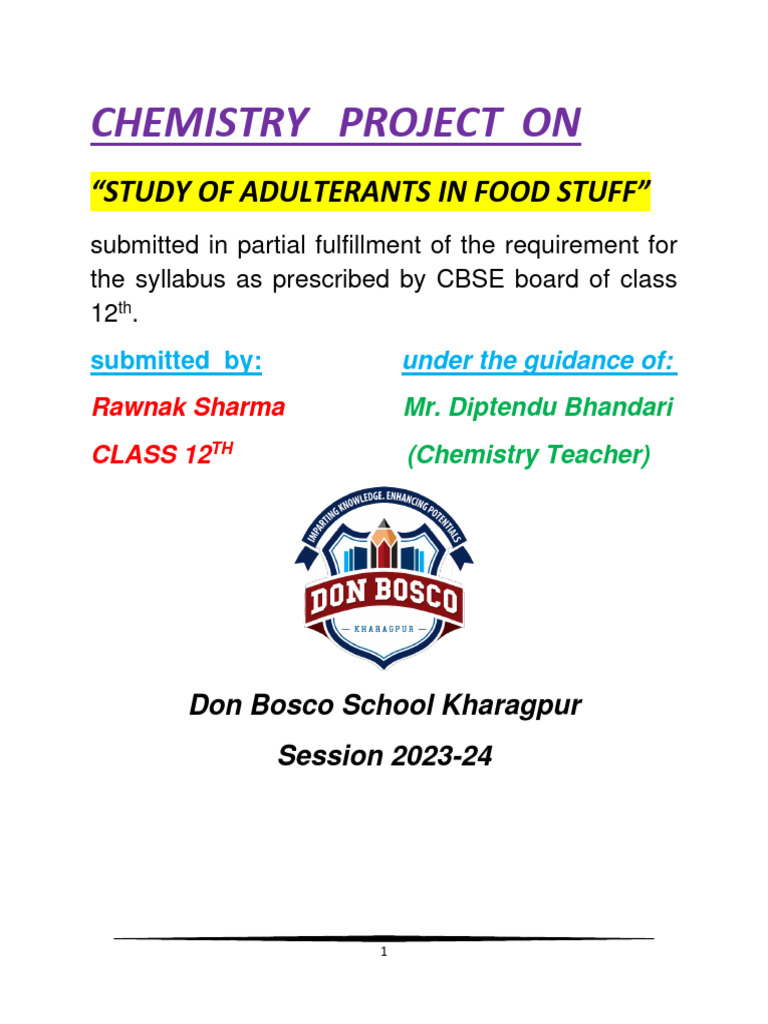 RS Chemistry-Project-on-study-of-food-adulterants | PDF | Foods | Chili ...