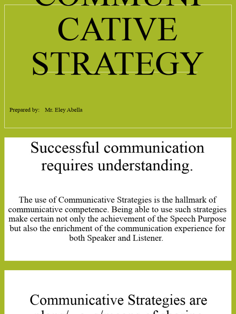 Communicative Strategy | PDF | Communication | Nonverbal Communication