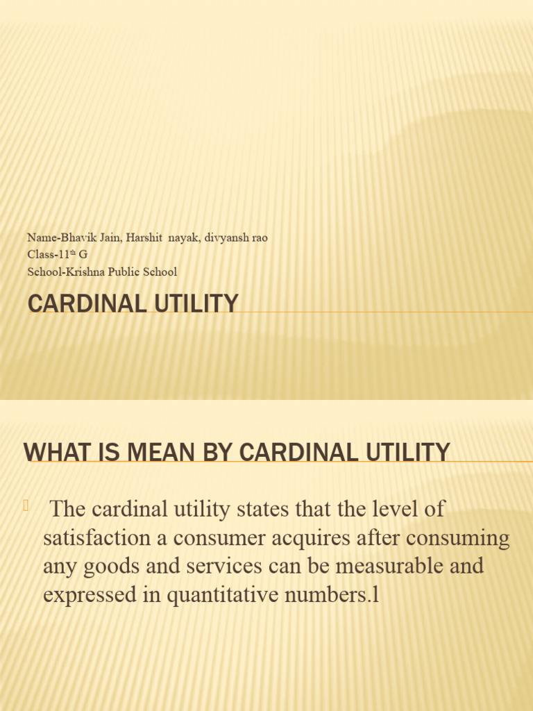Cardinal Utility Bhavik 11 TH G | PDF | Utility | Scientific Theories